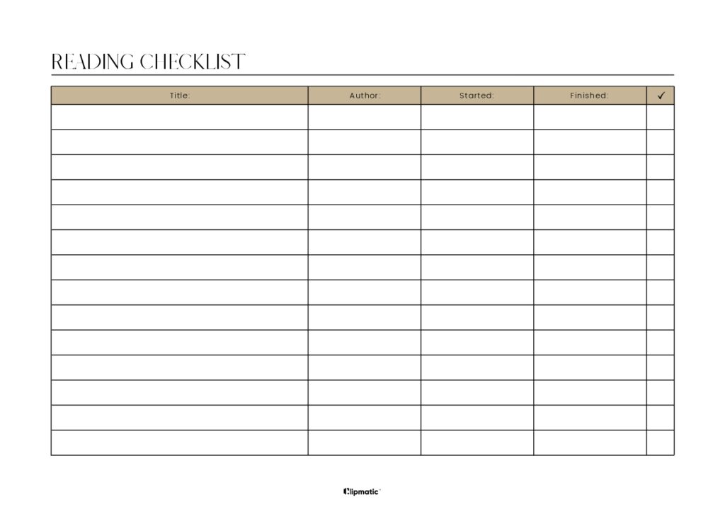 Reading Checklist - Clipmatic