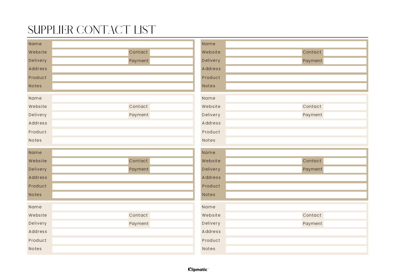 Supplier Contact List Clipmatic Supplier Contact List Clipmatic